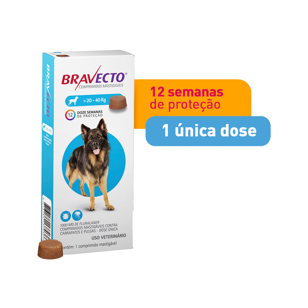 Bravecto MSD Flea and Tick Treatment for Dogs 20 to 40 kg – Brasil Eu Quero