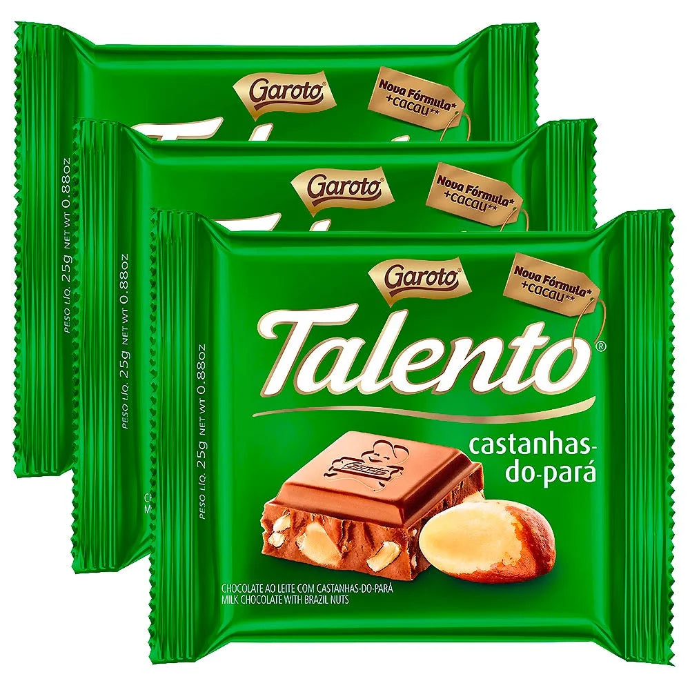 Garoto Chocolate Talento Ao Leite Com Castanha-Do-Pará 3 x 85g – Brasil Eu Quero