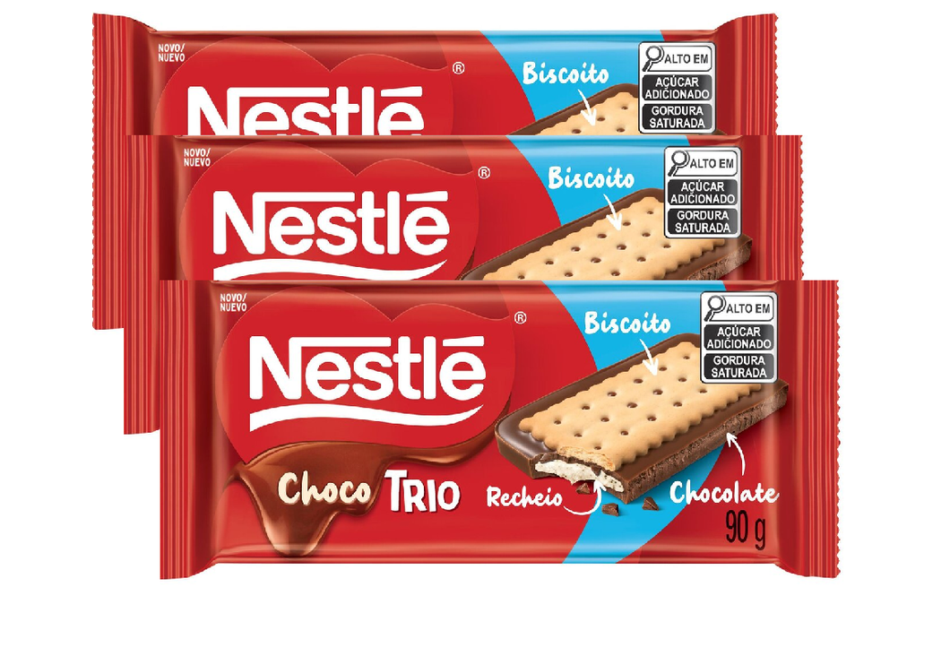 Nestlé Chocolate Choco Trio Biscoito Recheio Ao Leite 3x90g – Brasil Eu Quero