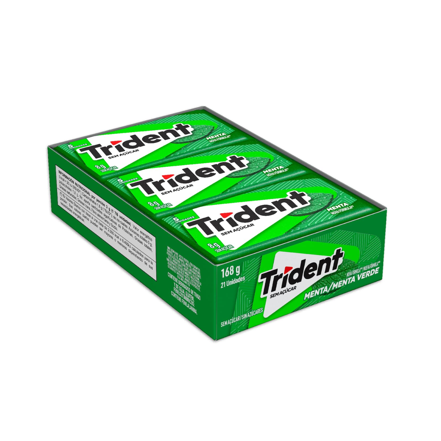Trident Chewing Gum: Sugar-Free Peppermint - 21x8g (168g) – Brasil Eu Quero