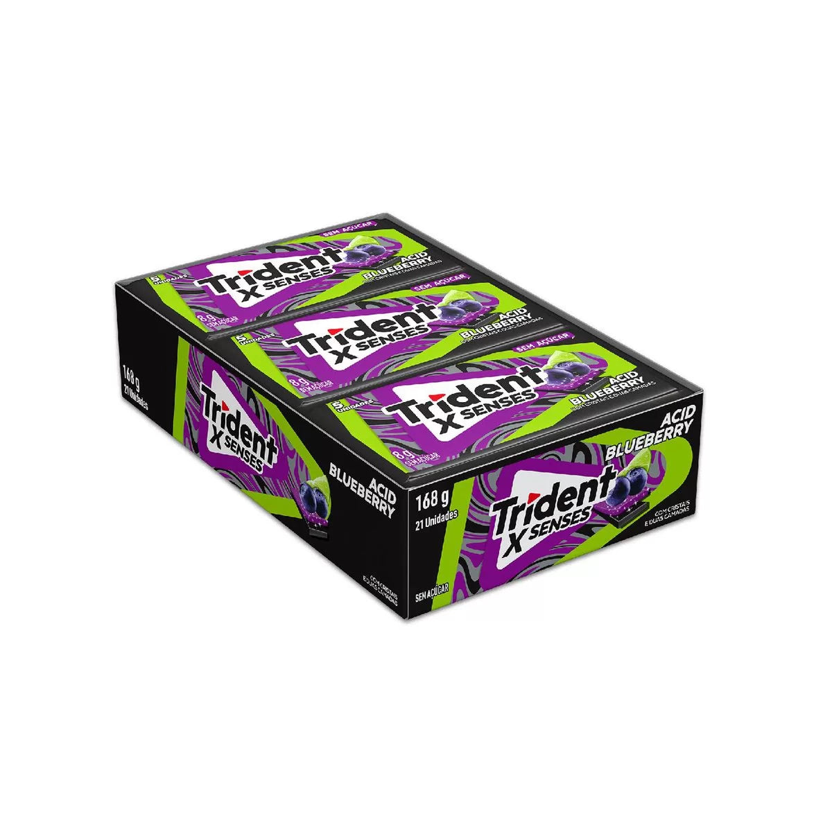 Trident Chiclete Xsenses sabor blueberry sem açúcar caixa 168G – Brasil ...